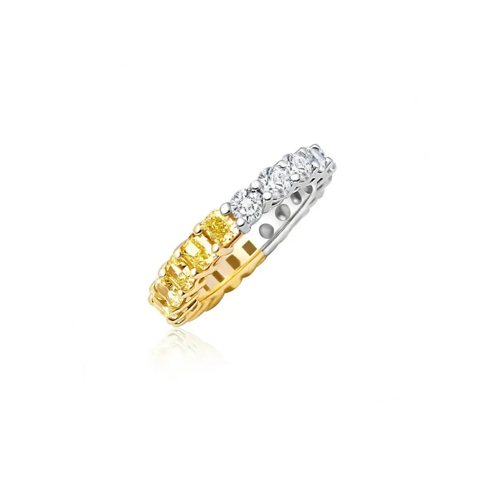 White & Yellow Gold Two-Tone Diamond Eternity Ring | JJ Jewelry