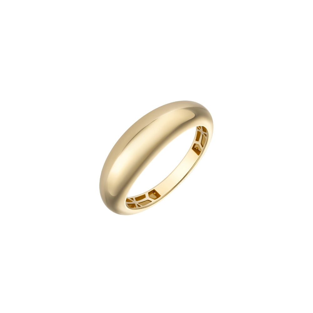 Bold Small Dome Ring in 14K Yellow Gold | JJ Jewelry Miami