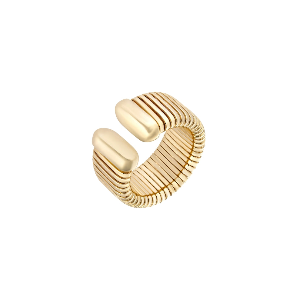 Open Flex Italian Ring in 14K Yellow Gold | JJ Jewelry Miami